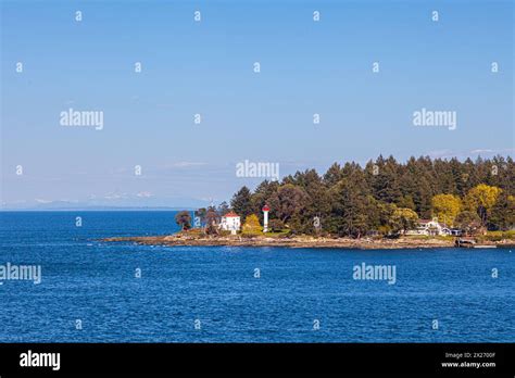 The Active Pass Lighthouse On The Northern Shore Of Mayne Island In