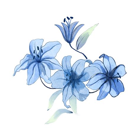 Watercolor Blue Flowers Tattoo Pattern Desenhos De Flores Tatuagem
