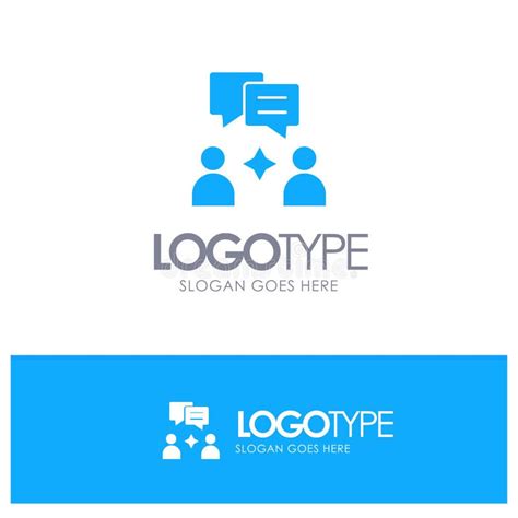 Man Group Chatting Blue Solid Logo With Place For Tagline Stock