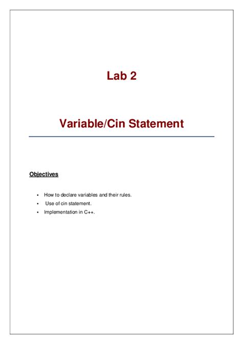 Doc Lab 2 Variable Cin Statement