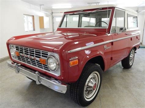 Classic First Gen Ford Bronco Truck In Red