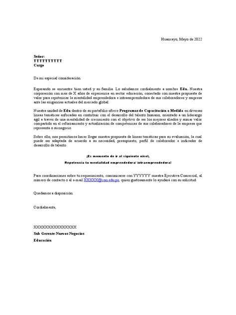 Carta De Presentación Empresas Pdf