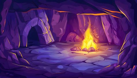 Premium Photo A Fire In A Cave With A Fire In The Corner