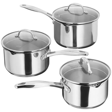 Stellar 7000 3 Piece Saucepan Set With Glass Lids Saucepans