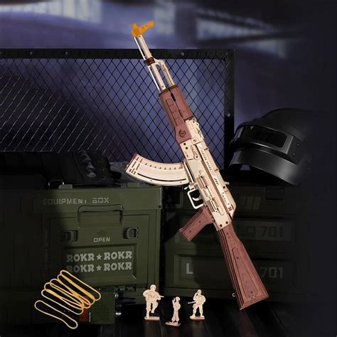 Rokr Ak47 Rubber Band 3d Puzzle Toy Model Kits For Adults To Build