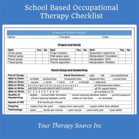Pediatric Occupational Therapy Evaluation Template Printable Word