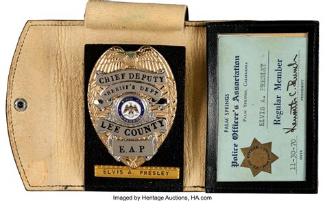 Elvis Presley Owned Chief Deputy Badge For Lee County Mississippi Lot