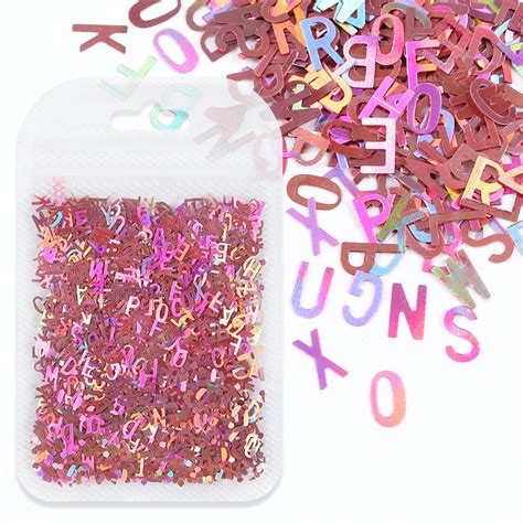 Sweet Journal 10g Holographic Glitter English Alphabet Flakes Laser