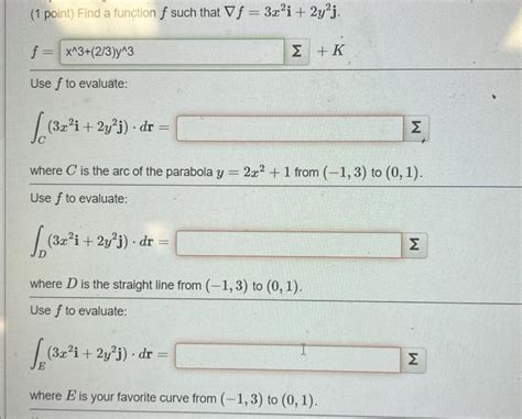 solved 1 point find a function f such that ∇f 3x2i 2y2j