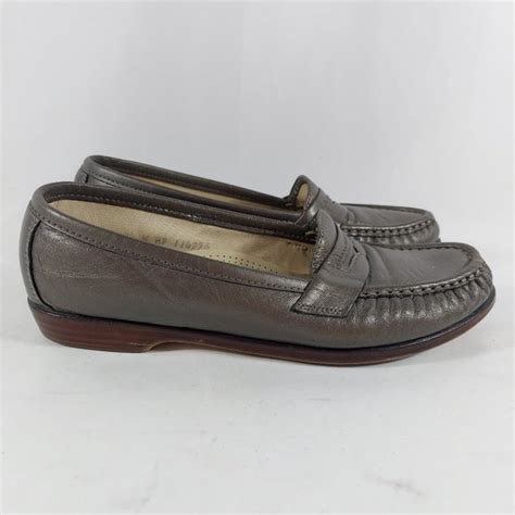 Sas Shoes Sas Silver Penny Loafer Slipon Flats 7w Wide Poshmark