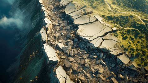 Tectonic Plate Huge Crack On The Cliff Stock Illustration