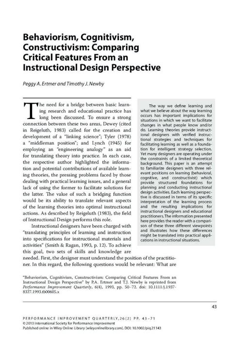 Pdf Behaviorism Cognitivism Constructivism Comparing Critical