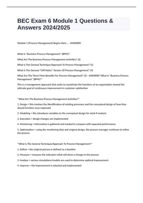 Bec Exam 6 Module 1 Questions And Answers 2024 2025 Bec Stuvia Us