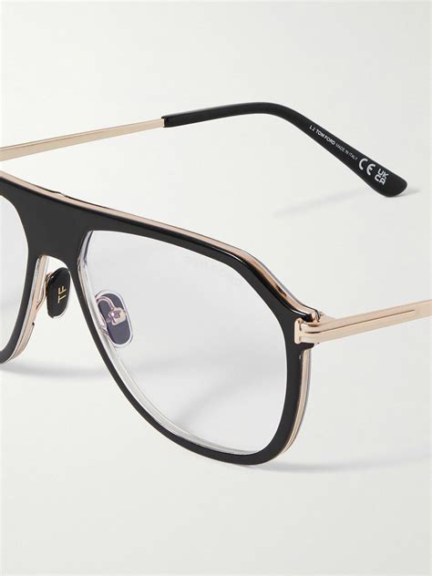 Tom Ford Aviator Style Acetate And Gold Tone Blue Light Blocking