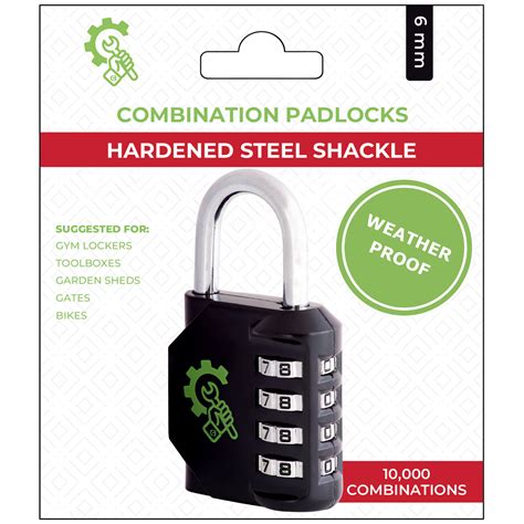Black Combination Padlock 4 Digit Weatherproof Padlock With Code