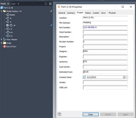 Ilogic To Create Several Model States And Assign Custom Iproperty For Each Model State