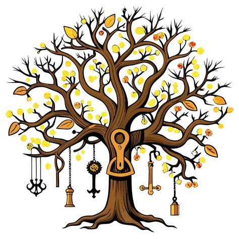 Creative Illustration Of A Tree Adorned With Old Fashioned Hanging Keys 60318064 Vector Art At