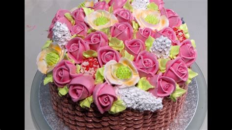 Торт Корзина Оформление кремом БЗК Youtube