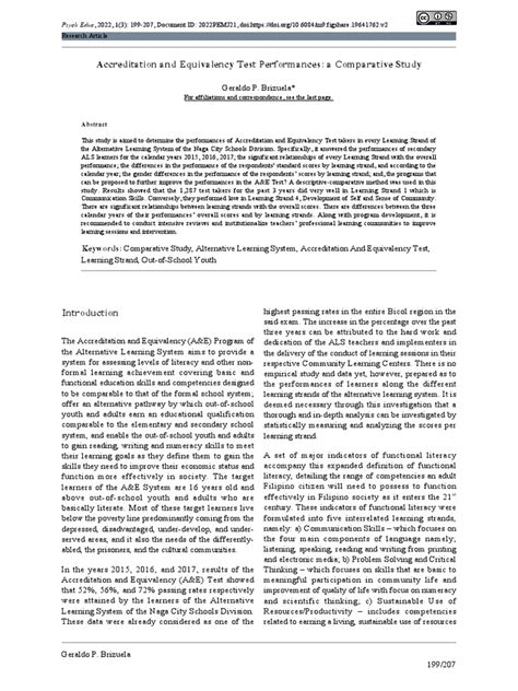 Accreditation And Equivalency Test Performances A Comparative Study