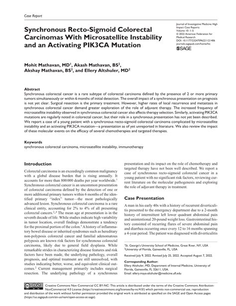 Pdf Synchronous Recto Sigmoid Colorectal Carcinomas With