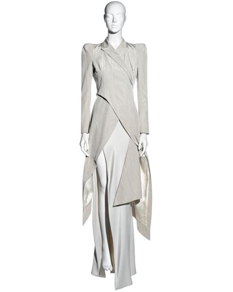 John Galliano Dove Moiré Tailcoat And Trained Skirt Ensemble Ss 1995
