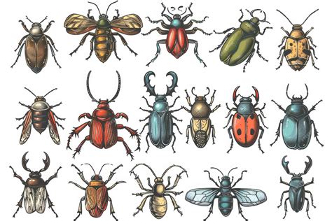 A Diverse Collection Of Different Types Of Bugs Suitable For Educational Materials Or