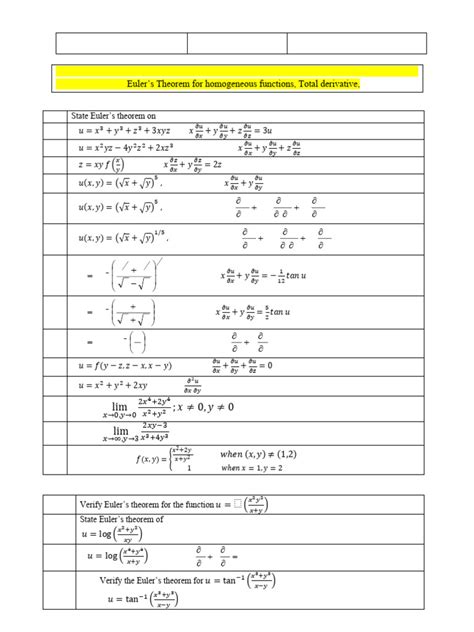 Eulerspartialtotal Deri Practice Sheet Unit 1 K24as11 Pdf