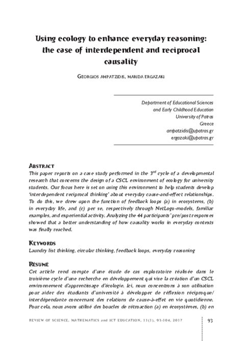 Pdf Using Ecology To Enhance Everyday Reasoning The Case Of