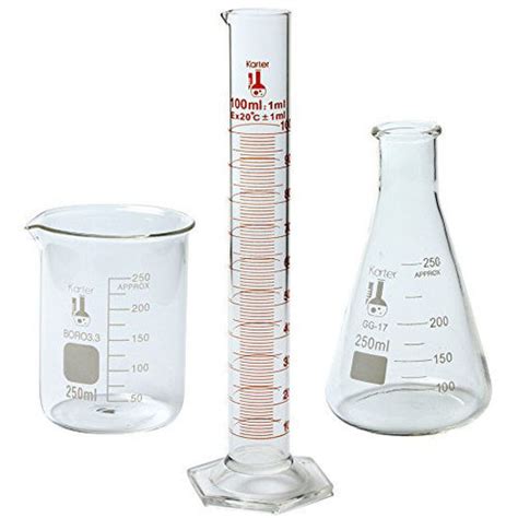 Getuscart Beaker Flask Cylinder Set 3 3 Boro Glass 3 Pieces