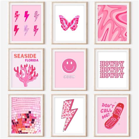 Gensteuo 9pcs Cute Preppy Room Decor Aesthetic Wall Art Posters