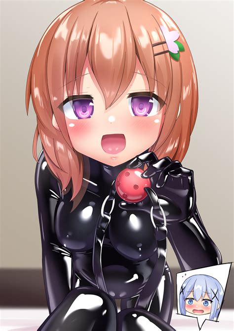 Rule 34 2girls D Ball Gag Black Bodysuit Blue Eyes Blue Hair