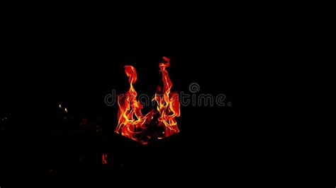 Small Torch Fire Small Camp Fire Fire And Flames Isolated On Black Background Stock