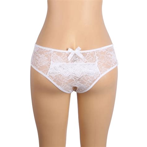 Oh Yeah White Sexy Lace Crotchless Panty Medium White Sinsations