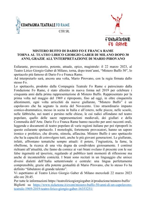 Mistero Buffo 50 Lombardi Nel Mondo