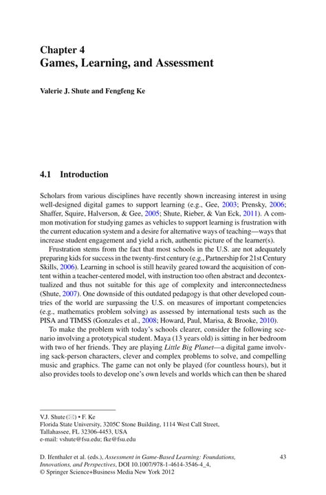 Pdf Games Learning And Assessment