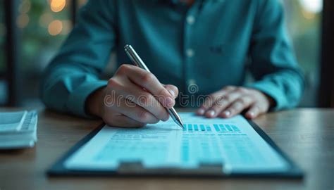 Businessman Analyzing Graphs Charts On Paper Man Reviews Data On