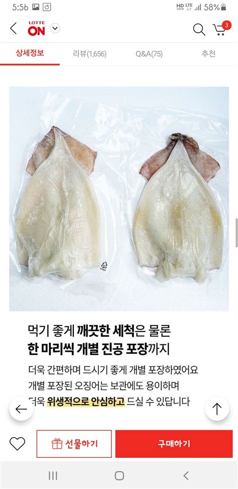 [롯데온] 개별 진공포장 급냉 손질 오징어 1kg 4~6미 내외 토스14 060 0원 핫딜 에펨코리아