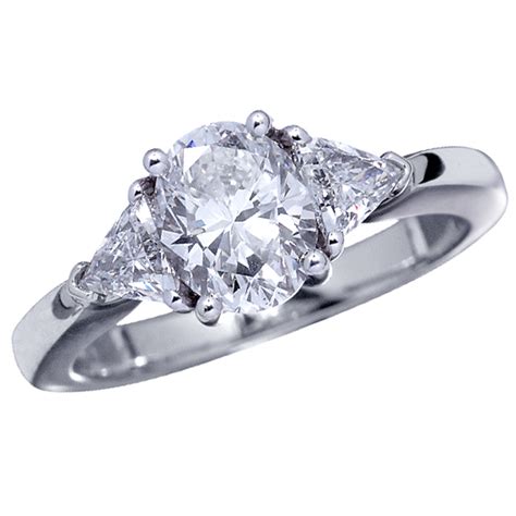 Platinum Oval Cut Diamond And Trilliant Cut Diamond Ring Pampillonia