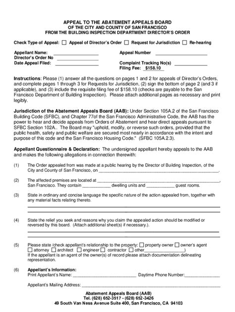 Fillable Online Appeal Your Order Of Abatement For A Code Violation Fax