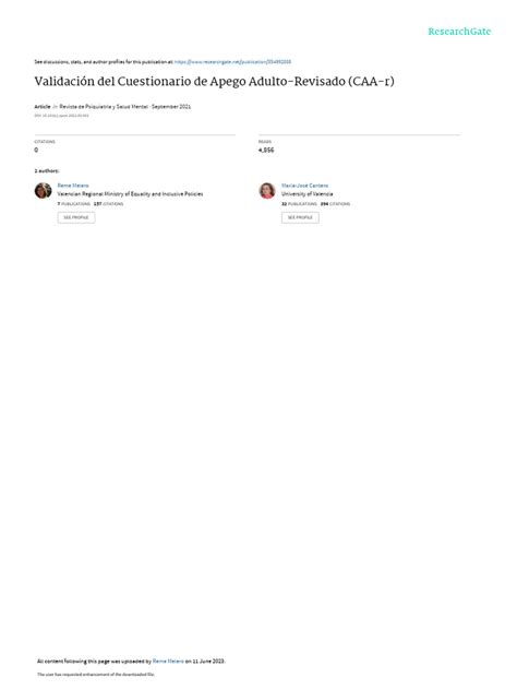 Caar Psiquiatraysaludmental2021 Pdf Teoría De Apego Las Emociones