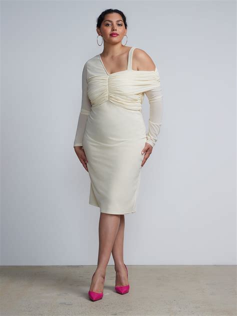 Plus One Shoulder Strap Long Sleeve Dress New York And Company
