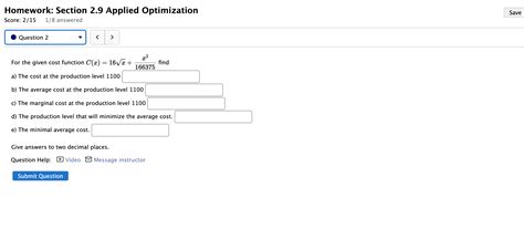 Solved Homework Section 2 9 Applied Optimization Score