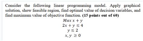 Solved Consider The Following Linear Programming Model