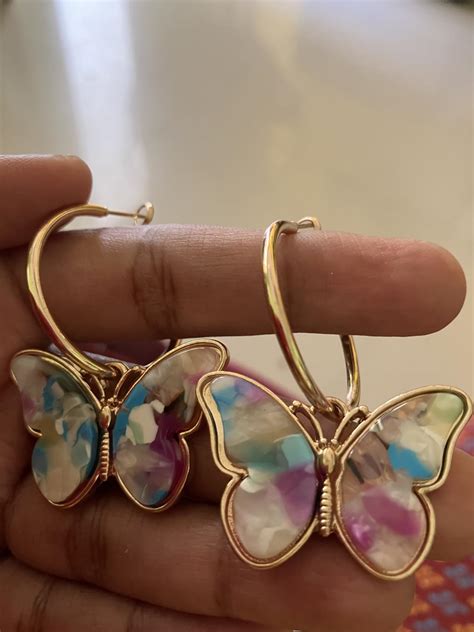 Yellow Chimes Hoop Earrings For Women Fashion Multicolor Butterfly