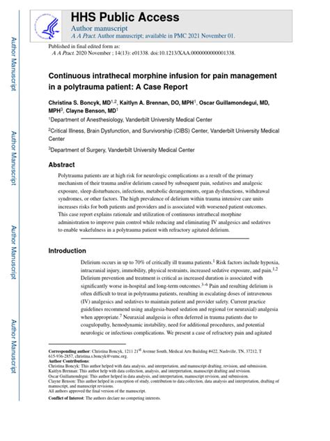 Continuous Intrathecal Morphine Infusion For Pain Management Pdf