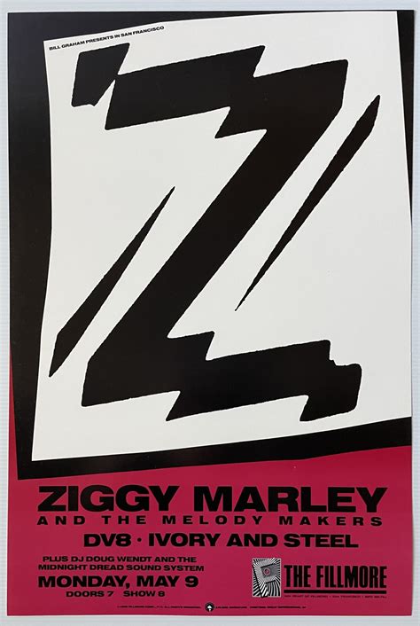 Ziggy Marley And The Melody Makers Concert Poster 1988 F 14 Fillmore