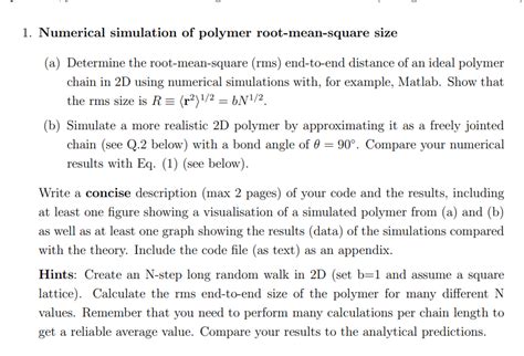 1 Numerical Simulation Of Polymer Root Mean Square