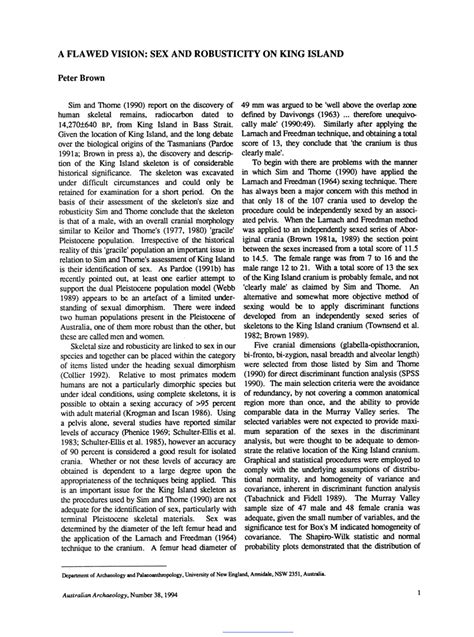 Pdf A Flawed Vision Sex And Robusticity On King Island