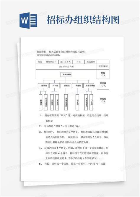 招标办组织结构图 Word模板下载 编号lnoazbgn 熊猫办公