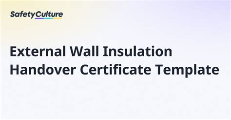 External Wall Insulation Handover Certificate Template Free Template